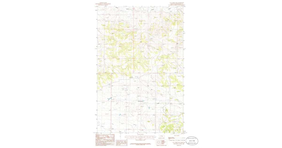 1986 Map of Cat Creek NW, Petroleum County, MT — High-Res | Pastmaps