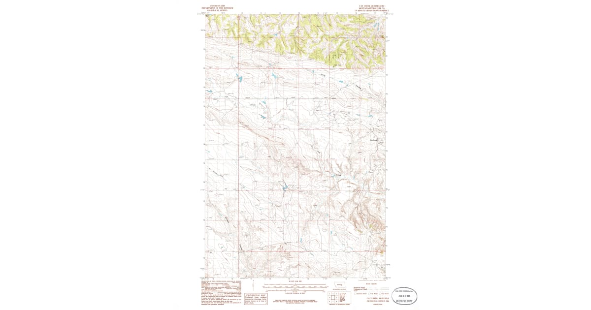 1986 Map of Cat Creek, Petroleum County, MT — High-Res | Pastmaps