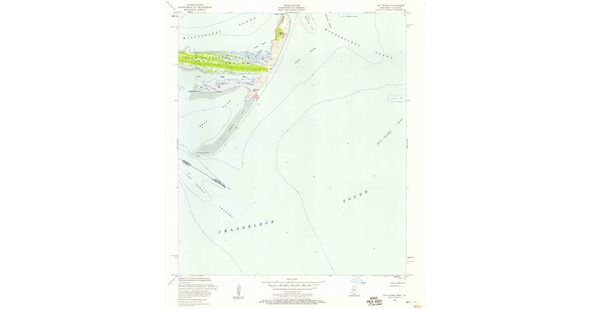 1951 Map of Cat Island, Harrison County, MS — High-Res | Pastmaps
