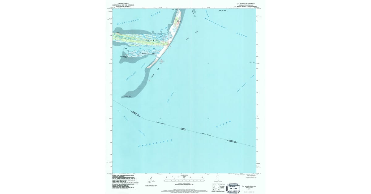 1994 Map of Cat Island, Harrison County, MS — High-Res | Pastmaps