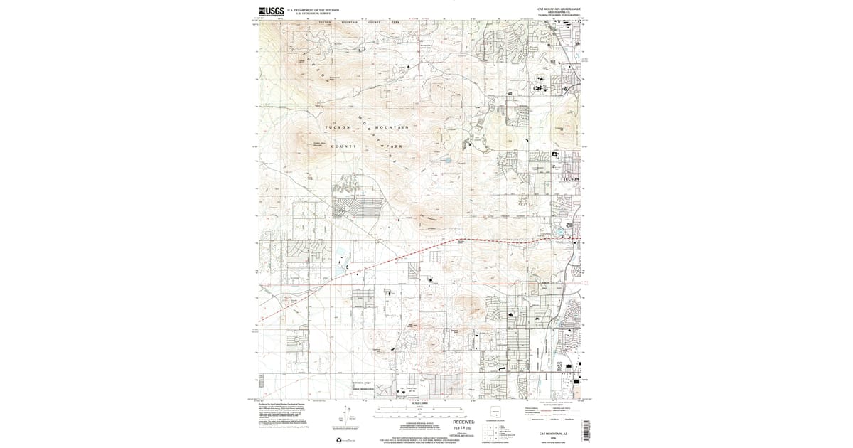 1996 Map of Cat Mountain, Pima County, AZ — High-Res | Pastmaps