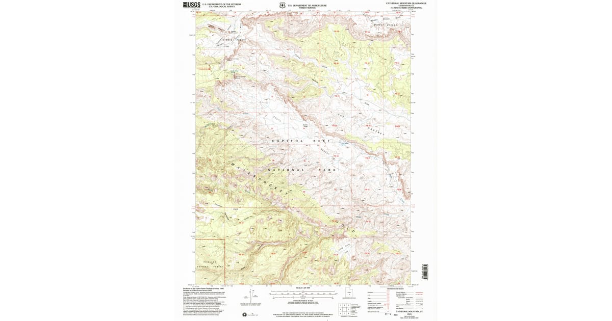 2001 Map of Cathedral Mountain, Wayne County, UT — High-Res | Pastmaps