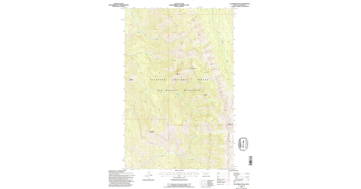 1994 Map of Cathedral Peak, Flathead County, MT — High-Res | Pastmaps