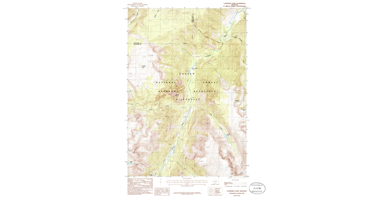1986 Map of Cathedral Point, Stillwater County, MT — High-Res | Pastmaps