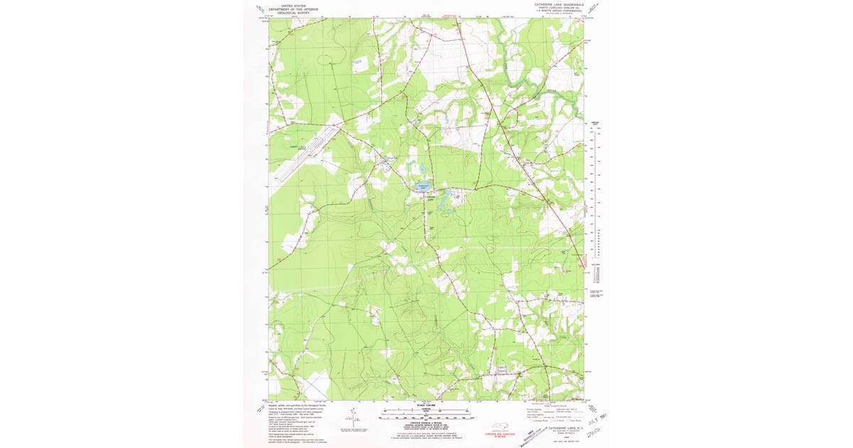 1980 Map of Catherine Lake, Onslow County, NC — High-Res | Pastmaps