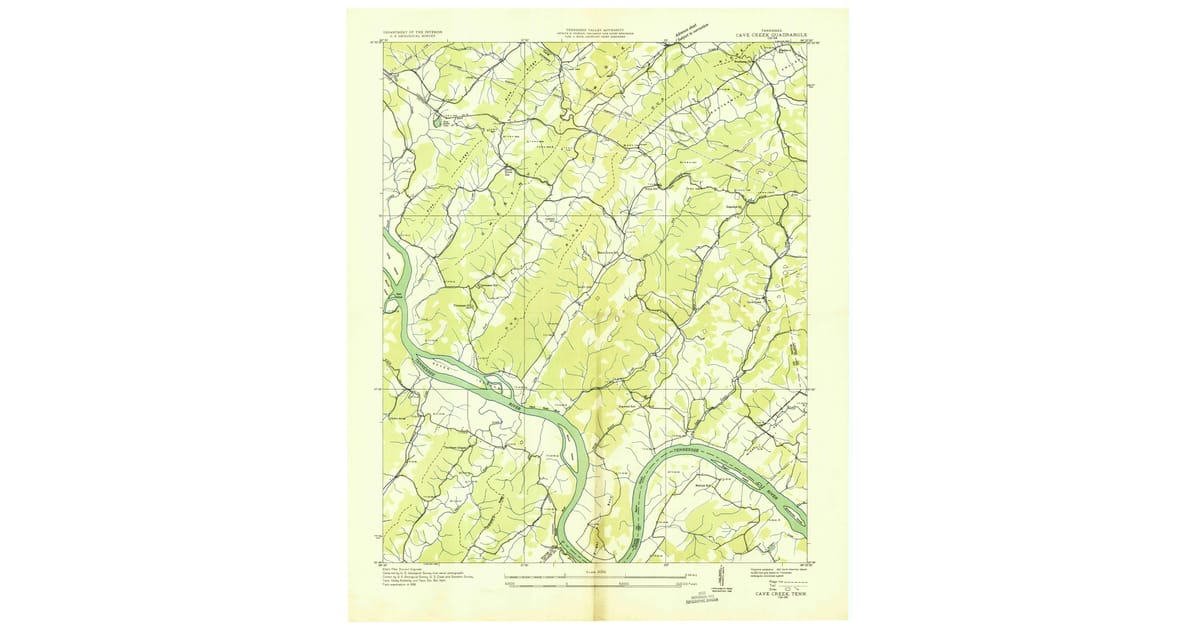 1936 Map of Cave Creek, Roane County, TN — High-Res | Pastmaps