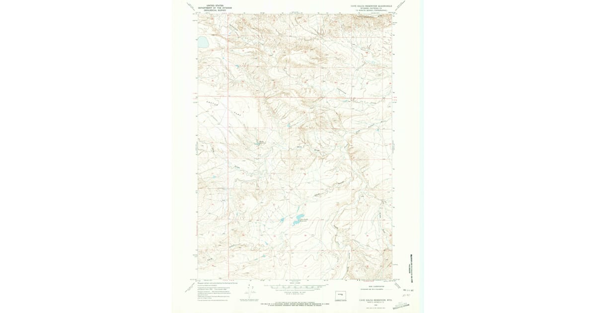 1968 Map of Cave Gulch Reservoir, Natrona County, WY — High-Res | Pastmaps