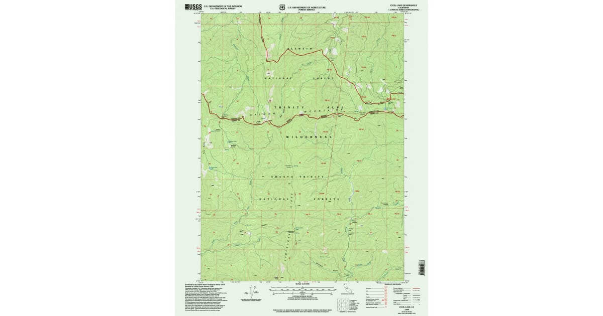 1998 Map of Cecil Lake, Trinity County, CA — High-Res | Pastmaps