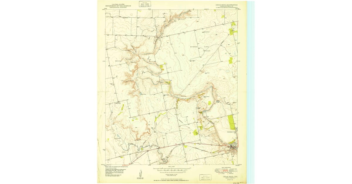 1950 Map of Cedar Bend, Mitchell County, TX — High-Res | Pastmaps