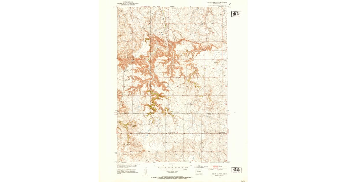 1951 Map of Cedar Canyon, Perkins County, SD — High-Res | Pastmaps