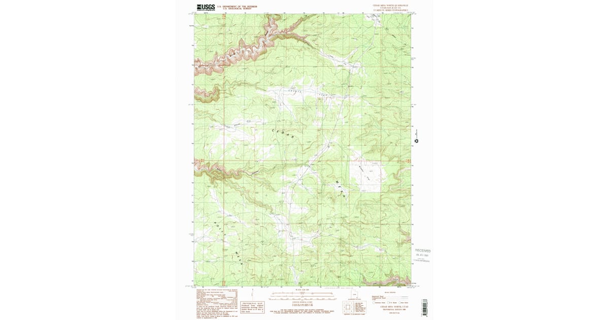1989 Map of Cedar Mesa North, San Juan County, UT — High-Res | Pastmaps