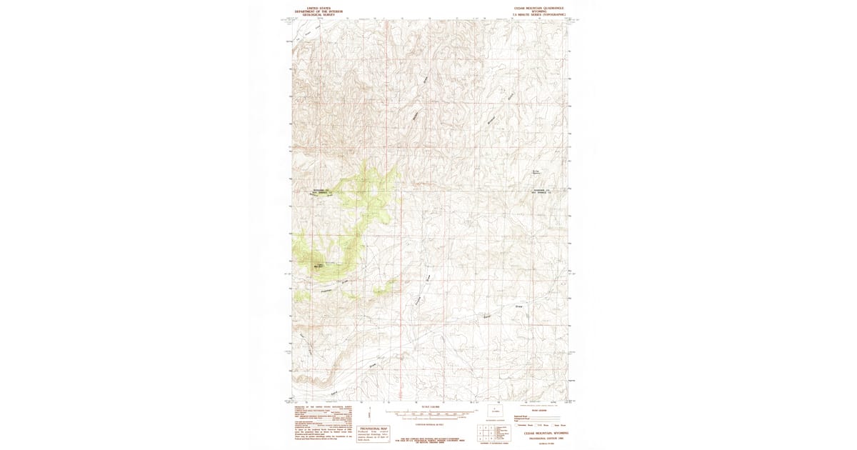1985 Map of Cedar Mountain, Hot Springs County, WY — High-Res | Pastmaps