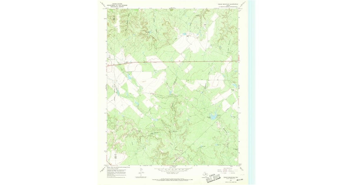 1967 Map of Cedar Mountain, Knox County, TX — High-Res | Pastmaps