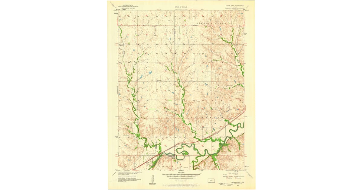 1957 Map of Cedar Point, KS — High-Res | Pastmaps