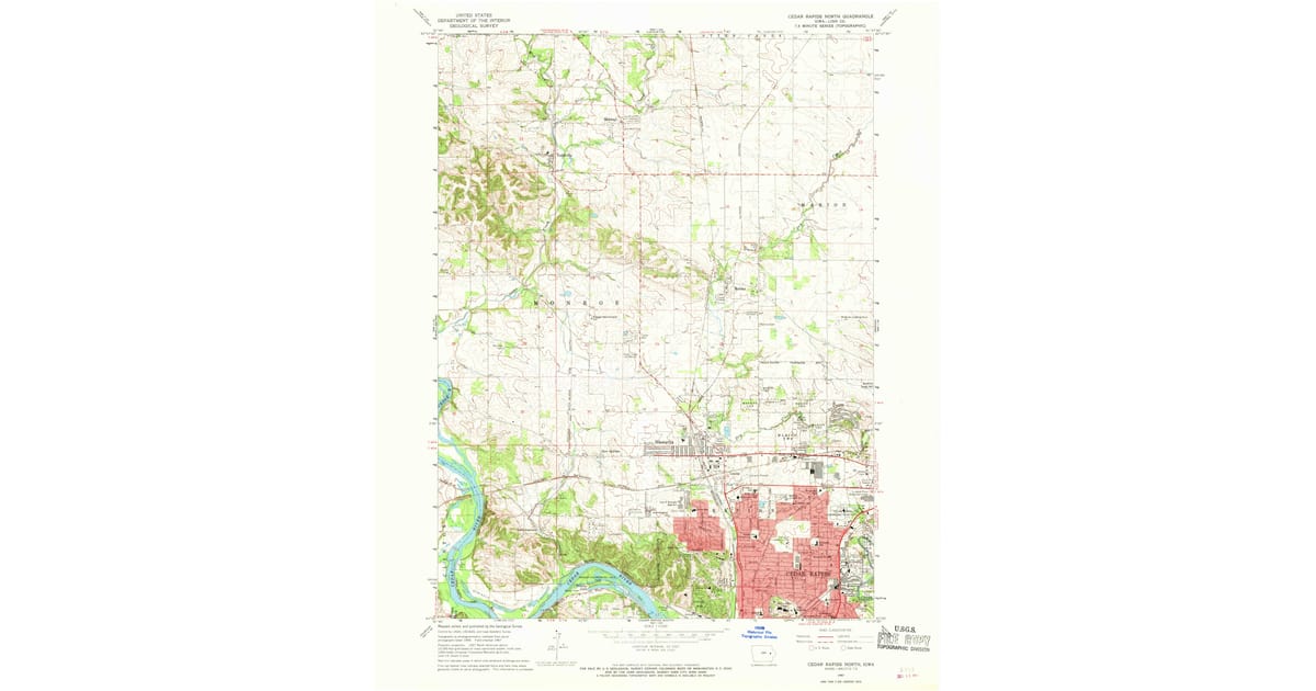 1967 Map of Cedar Rapids North, Linn County, IA — High-Res | Pastmaps