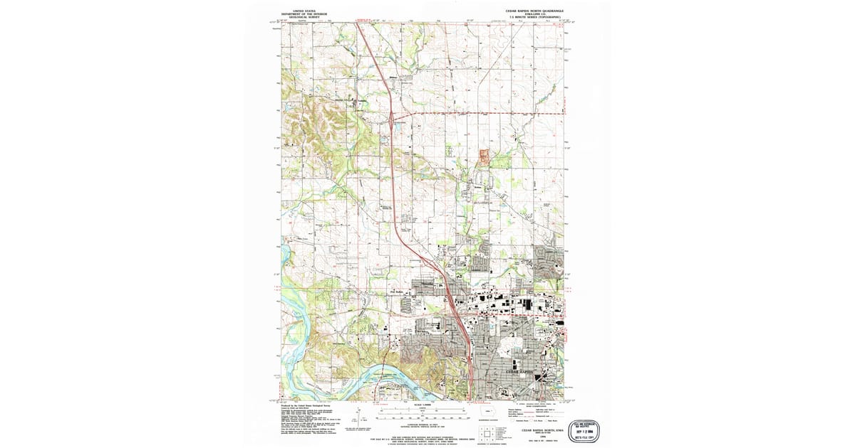 1994 Map of Cedar Rapids North, Linn County, IA — High-Res | Pastmaps