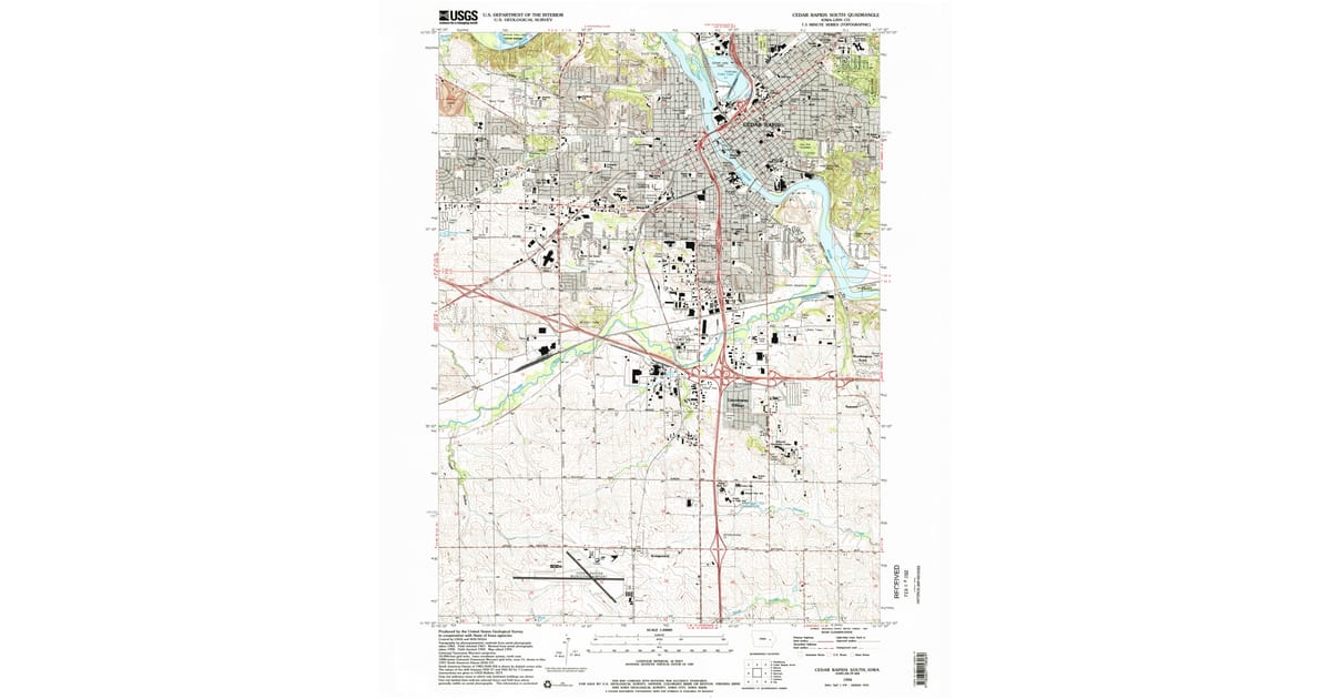 1994 Map of Cedar Rapids South, Linn County, IA — High-Res, 1994 Print ...