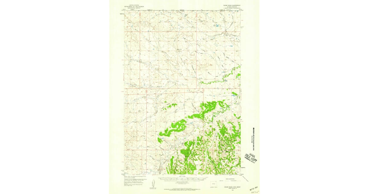 1957 Map of Cedar Ridge, Crook County, WY — High-Res | Pastmaps