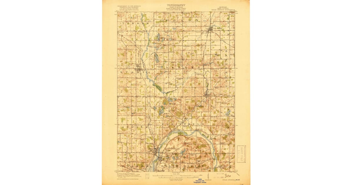 1918 Map of Cedar Springs, MI — High-Res, 1918 Print #2 | Pastmaps