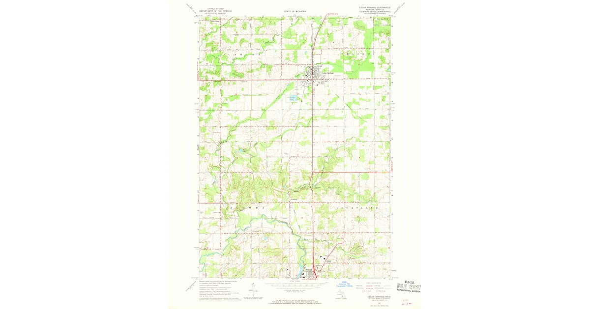 1967 Map of Cedar Springs, MI — High-Res | Pastmaps