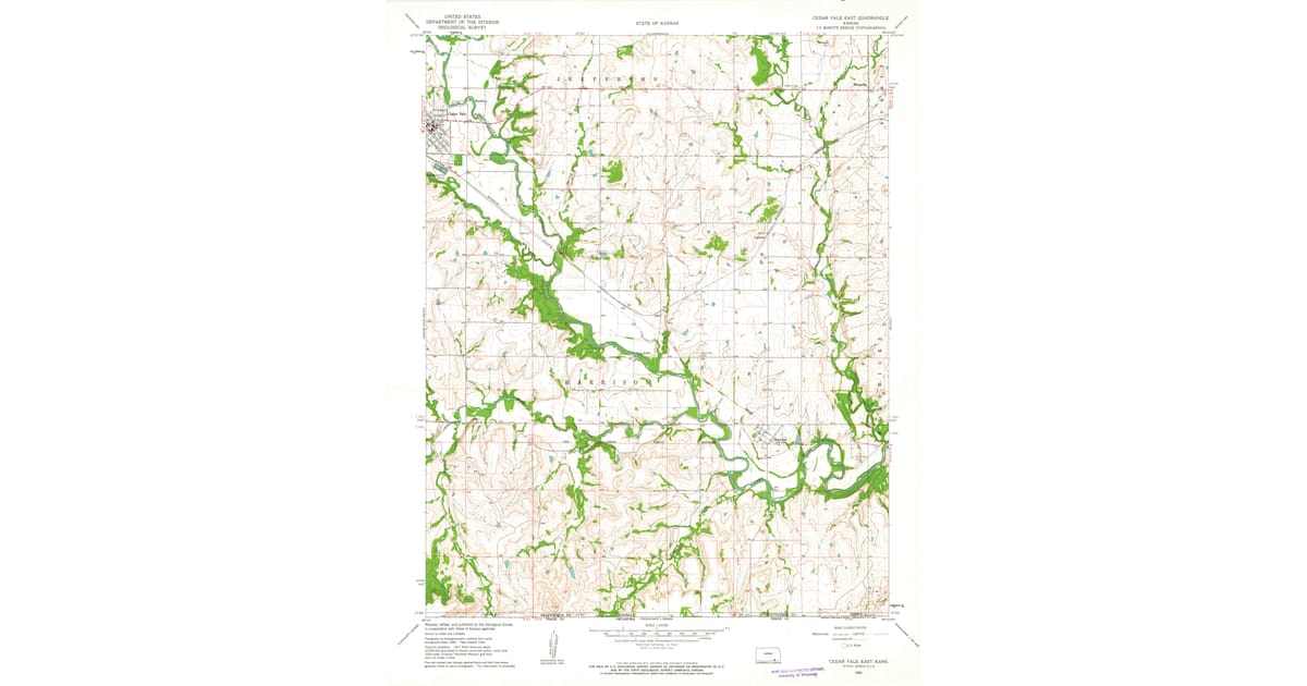 1962 Map of Cedar Vale East, Chautauqua County, KS — High-Res | Pastmaps