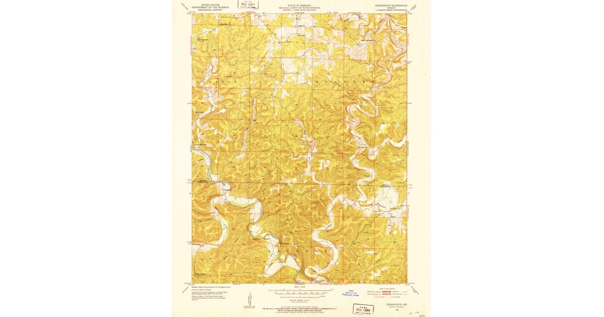 1951 Map of Cedargrove, Dent County, MO — High-Res, 1952 Print #2 ...