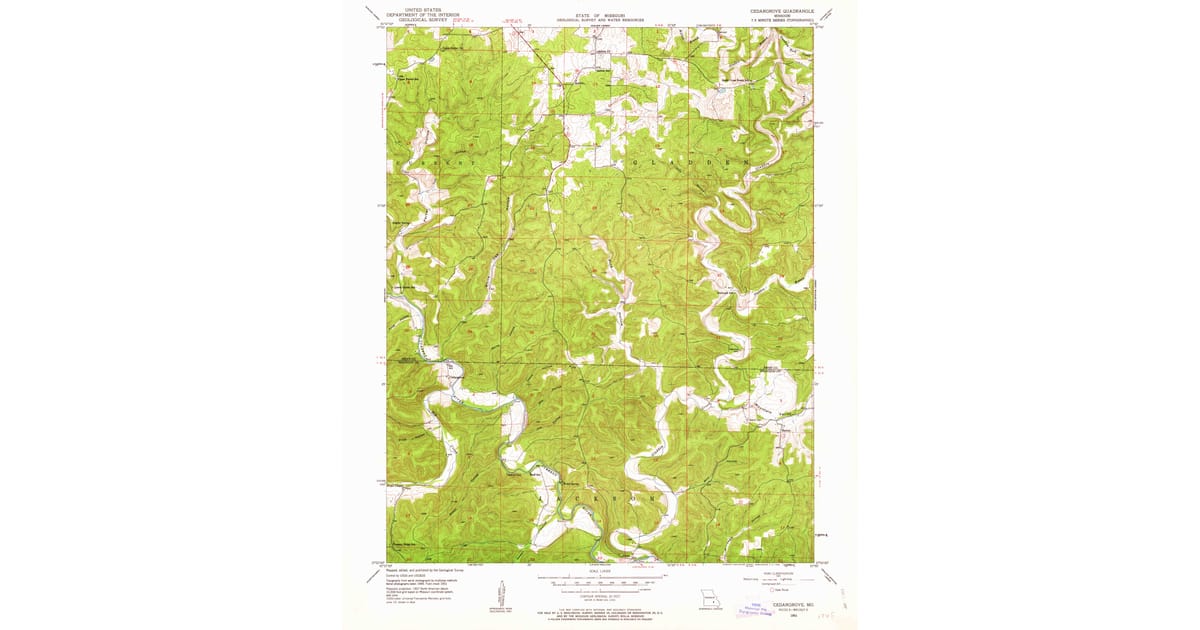 1951 Map of Cedargrove, Dent County, MO — High-Res, 1963 Print | Pastmaps