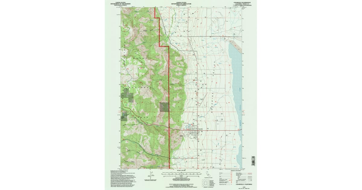 1993 Map of Cedarville, CA — High-Res | Pastmaps