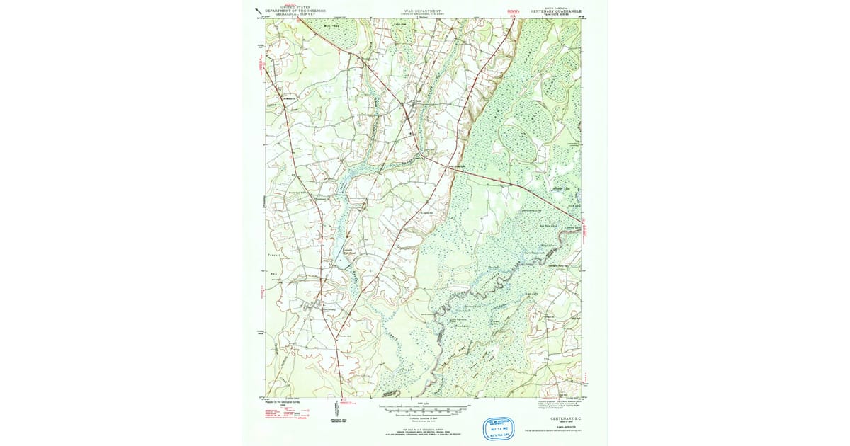 1947 Map of Centenary, SC — High-Res | Pastmaps