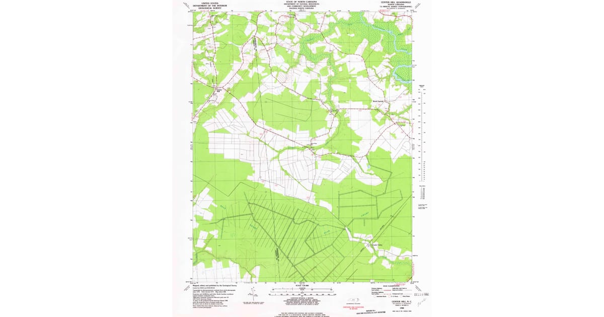 1982 Map of Center Hill, Perquimans County, NC — High-Res | Pastmaps