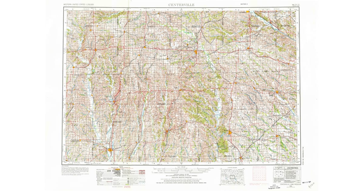 1954 Map of Centerville, IA — High-Res, 1976 Print | Pastmaps