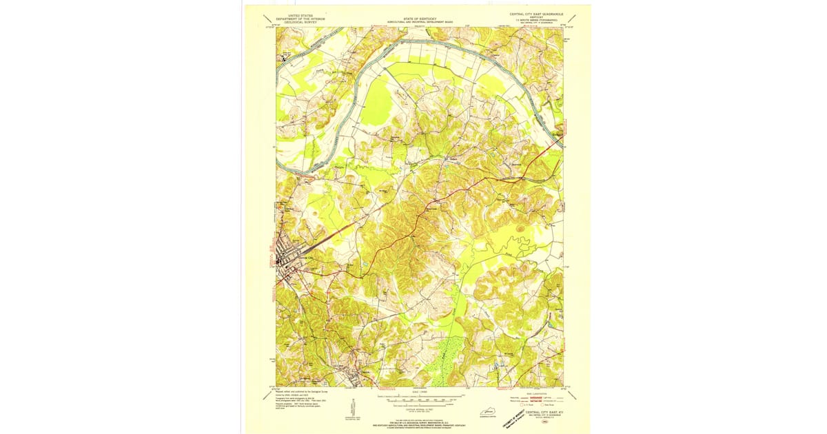 1953 Map of Central City East, Muhlenberg County, KY — High-Res | Pastmaps
