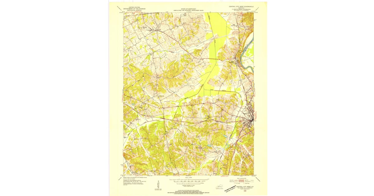 1953 Map of Central City West, Muhlenberg County, KY — High-Res | Pastmaps