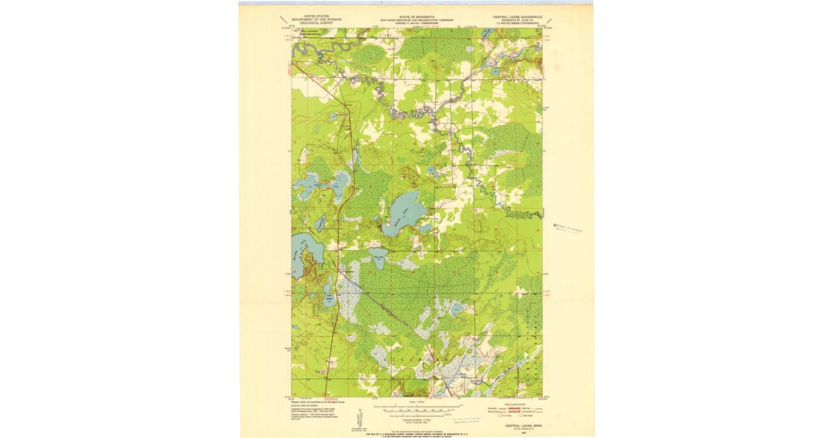 1951 Map of Central Lakes, St. Louis County, MN — High-Res | Pastmaps
