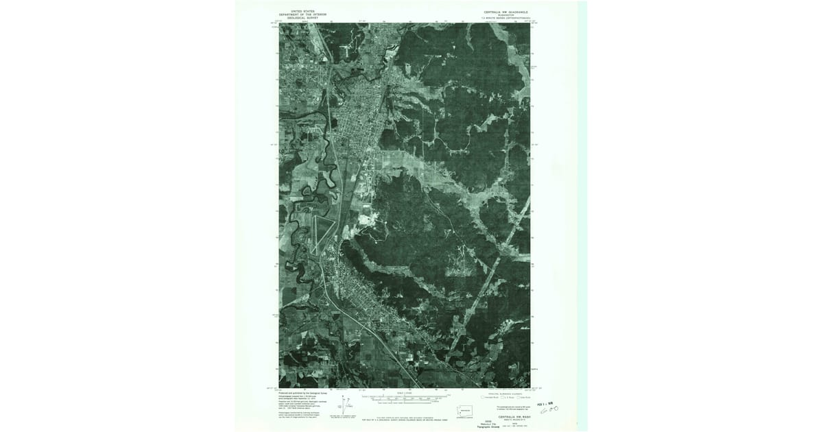 1975 Map of Centralia NW, Lewis County, WA — High-Res | Pastmaps