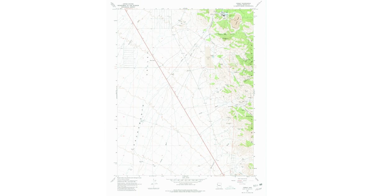 1968 Map of Cerbat, Mohave County, AZ — High-Res, 1980 Print | Pastmaps
