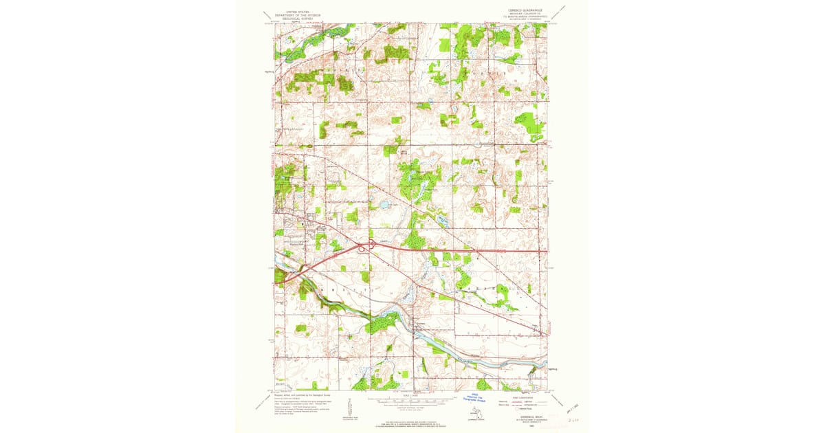 1961 Map of Ceresco, Calhoun County, MI — High-Res | Pastmaps