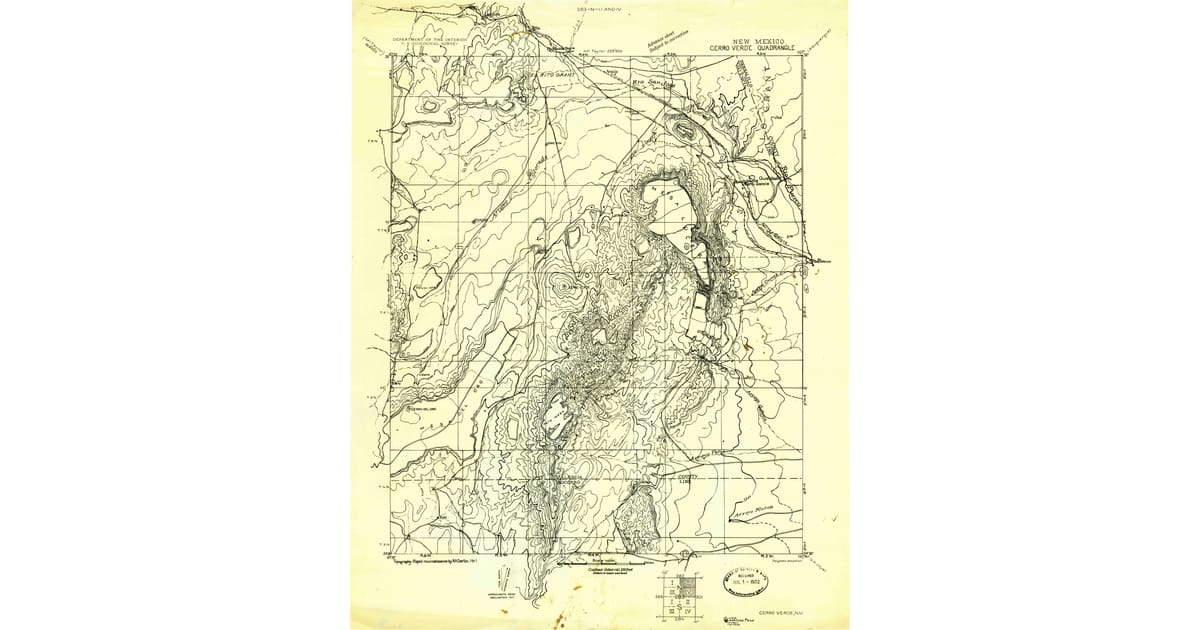 1917 Map of Cerro Verde, Cibola County, NM — High-Res | Pastmaps