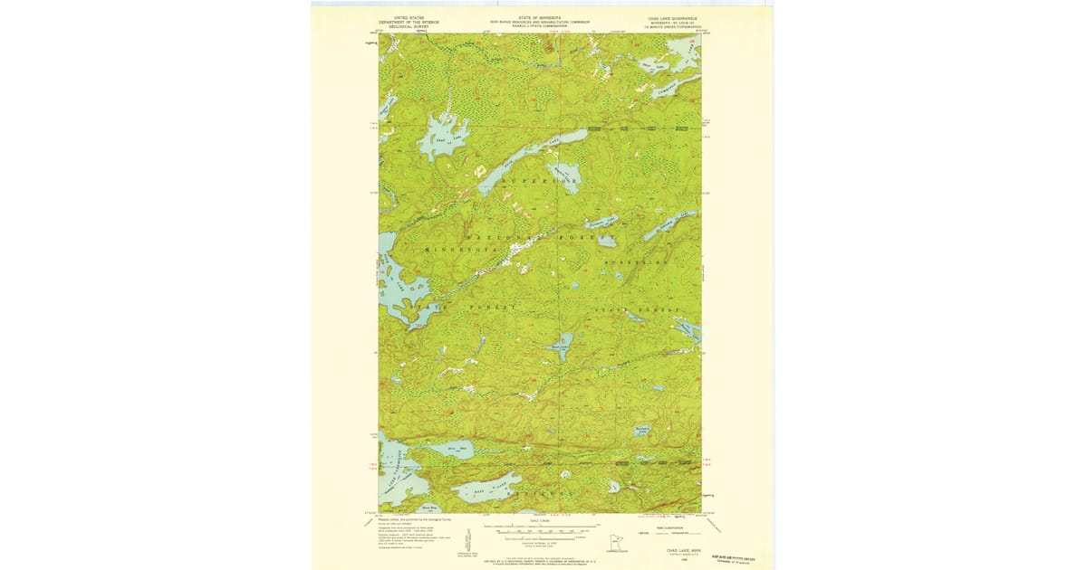 1956 Map of Chad Lake, St. Louis County, MN — High-Res | Pastmaps
