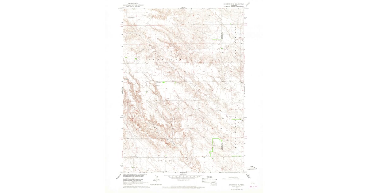 1966 Map of Chadron 3 SE, Dawes County, NE — High-Res | Pastmaps