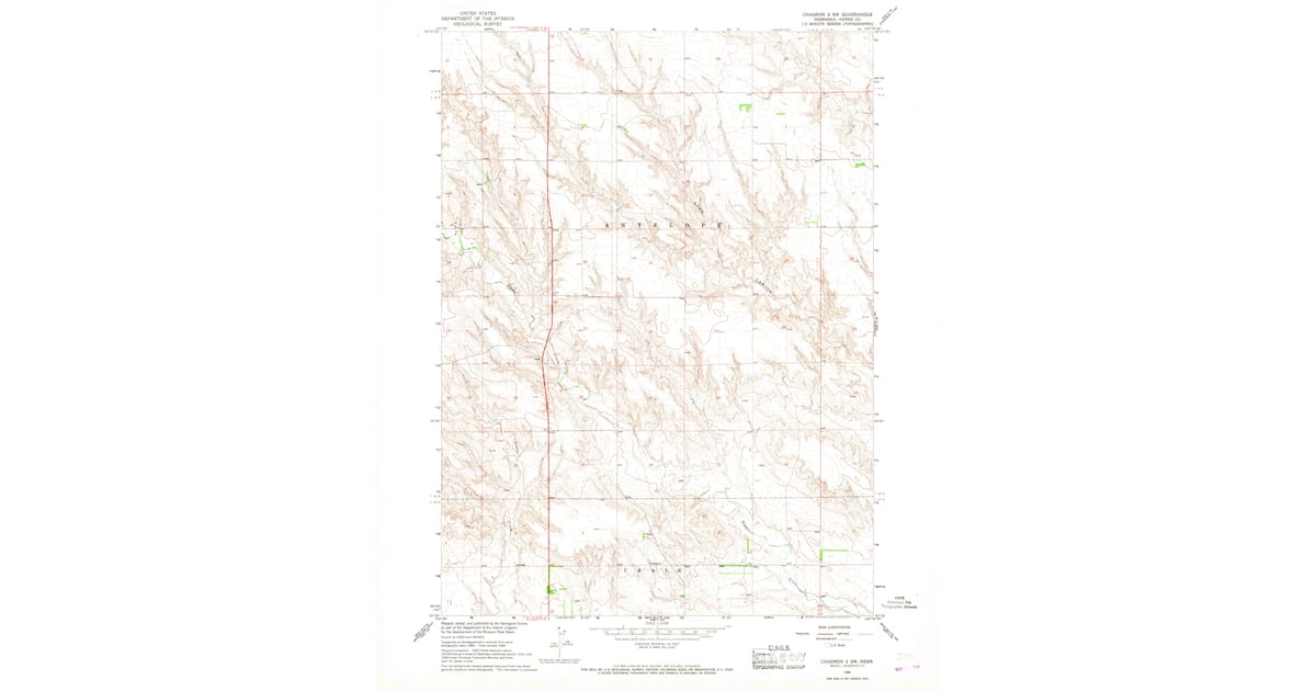 1966 Map of Chadron 3 SW, Dawes County, NE — High-Res | Pastmaps