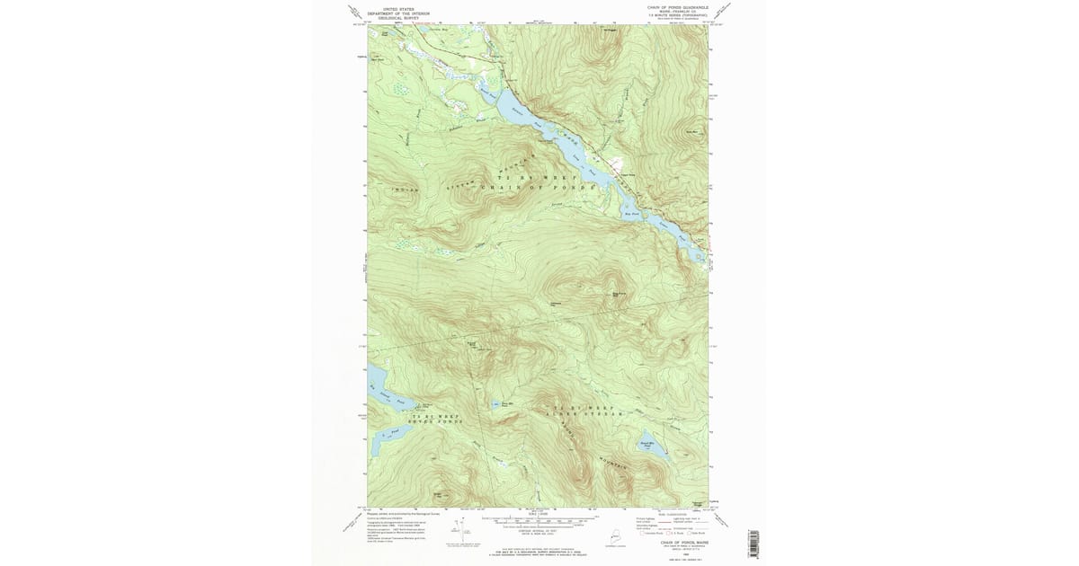 1969 Map of Chain Of Ponds, Franklin County, ME — High-Res, 1973 Print ...