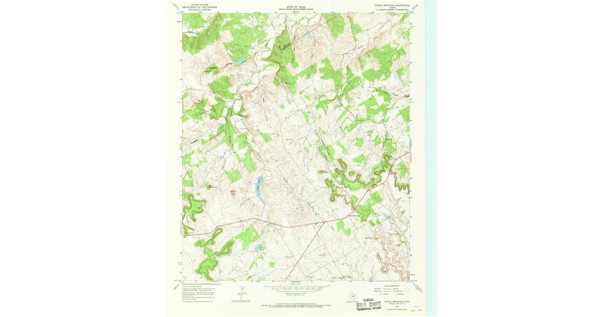1966 Map of Chalk Mountain, Erath County, TX — High-Res | Pastmaps