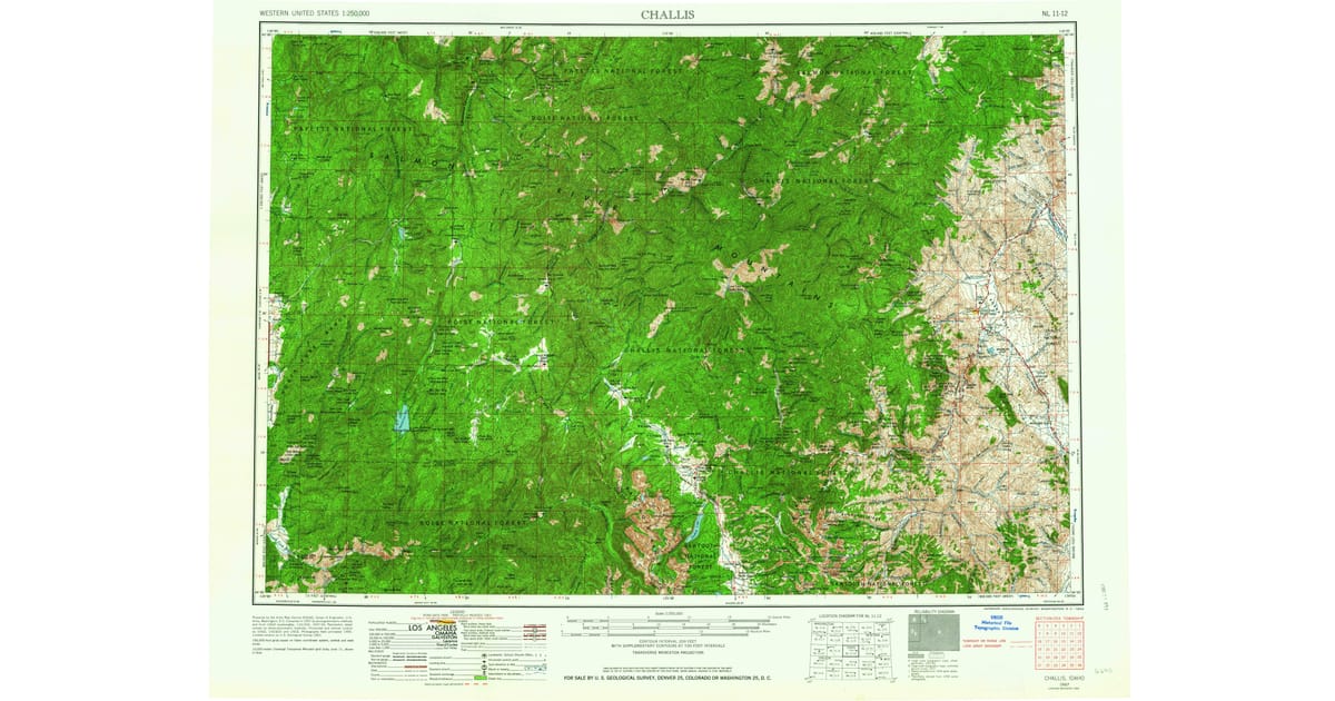 1957 Map of Challis, ID — High-Res | Pastmaps