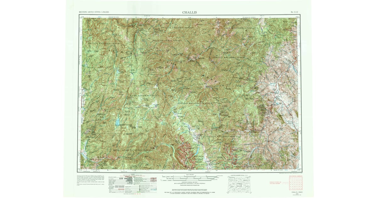 1957 Map of Challis, ID — High-Res, 1973 Print | Pastmaps