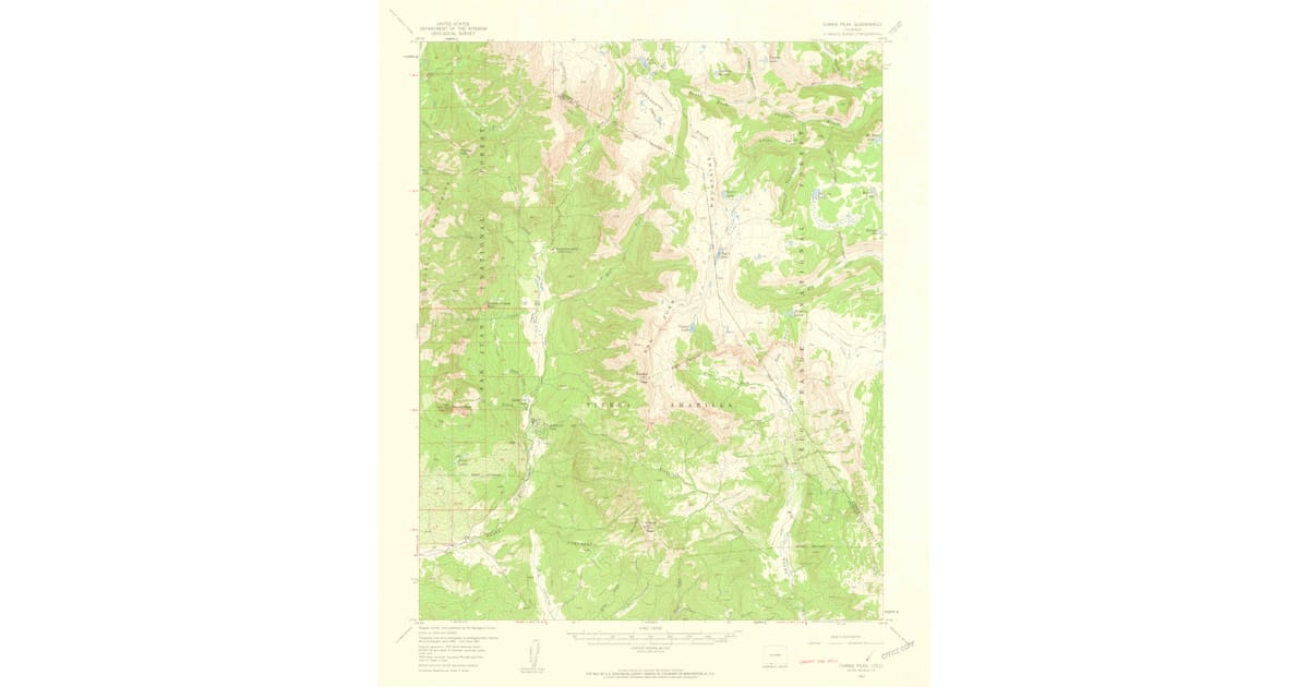1957 Map of Chama Peak, Archuleta County, CO — High-Res | Pastmaps