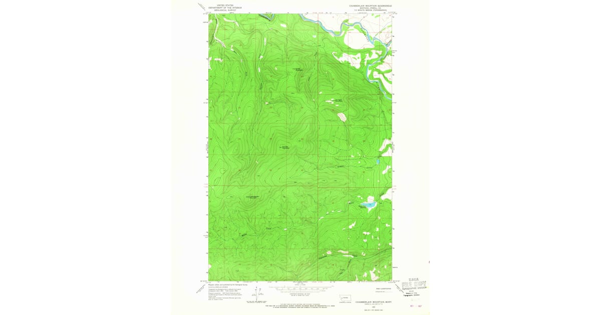 1965 Map of Chamberlain Mountain, Powell County, MT — High-Res | Pastmaps