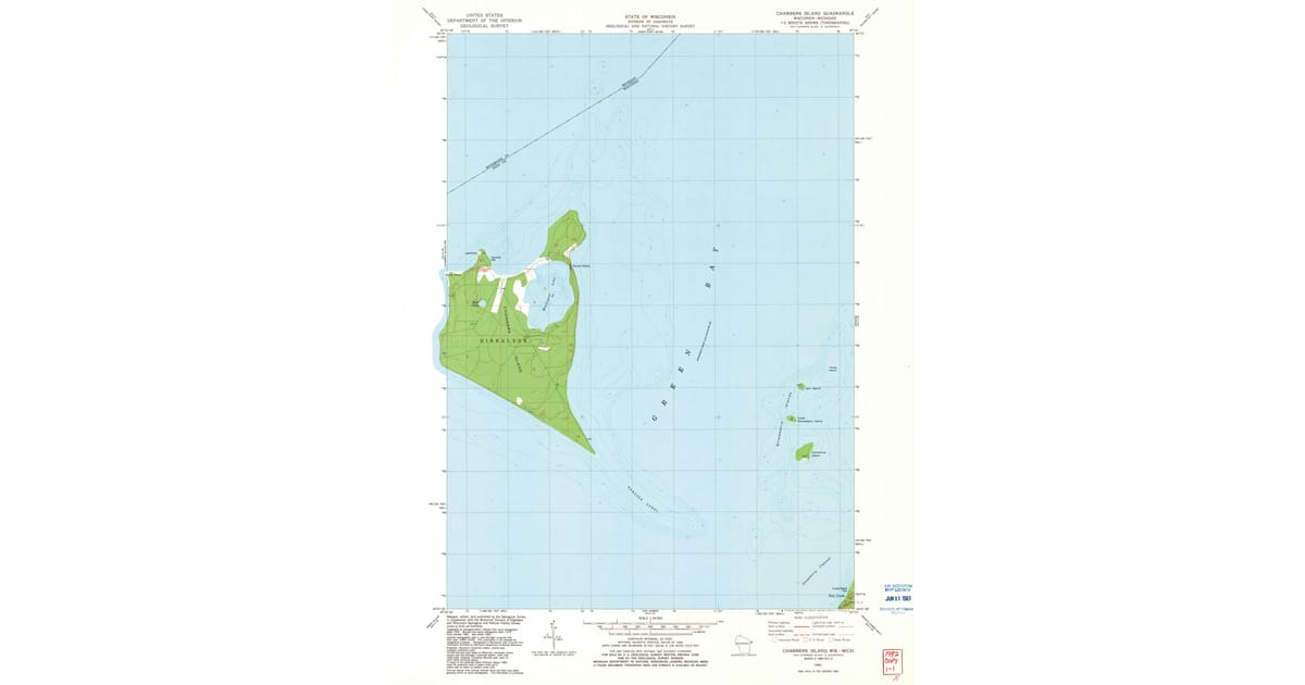1982 Map of Chambers Island, Door County, WI — High-Res | Pastmaps
