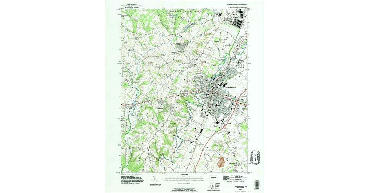 1990 Map of Chambersburg, PA — High-Res | Pastmaps