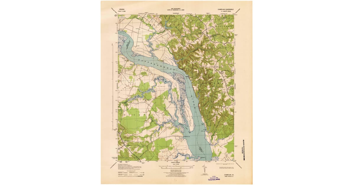 1943 Map of Champlain, Essex County, VA — High-Res | Pastmaps